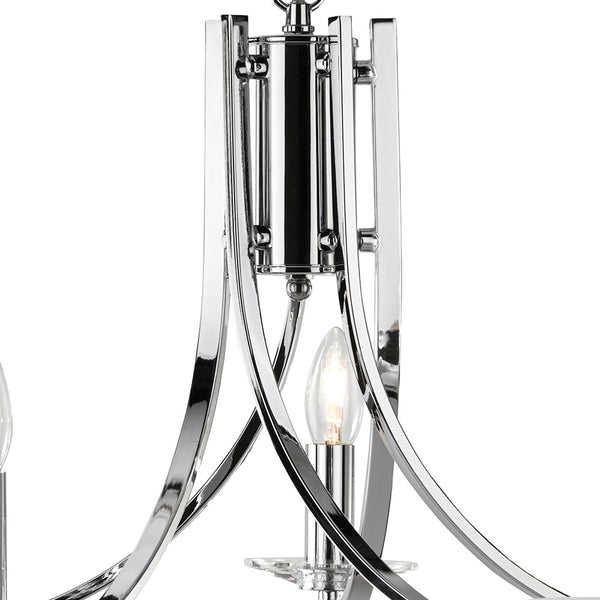 Polished Chrome 5 Lamp Twist Arms Pendant Light with Clear Glass Sconc ...