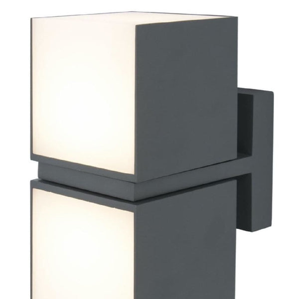 LED Anthracite Outdoor Cuboid Multi Directional 2 Lamp Wall Light ...