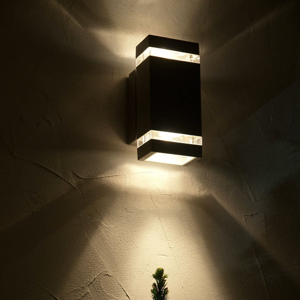 LED Anthracite Outdoor Modern Rectangular Up & Down Wall Light ...