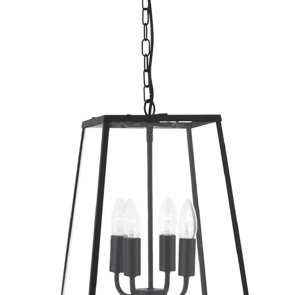 Matt Black 4 Lamp Vintage Tapered Rectangle Lantern Pendant 290mm ...