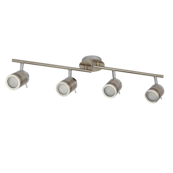 Satin Silver Bathroom Vintage 4 Lamp Split Bar Ceiling Spotlight IP44 ...
