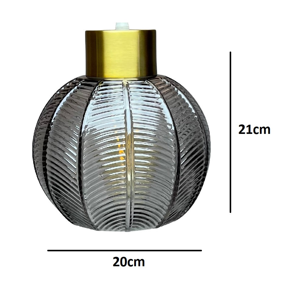 Antique Gold & Smoked Ribbed Glass Vintage Globe Easy Fit Pendant Shad ...