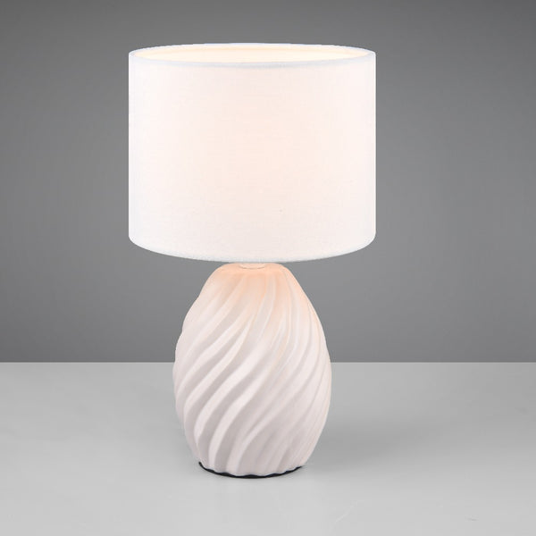 White Ceramic Modern Wave Pattern Table Lamp with White Shade 31cm ...