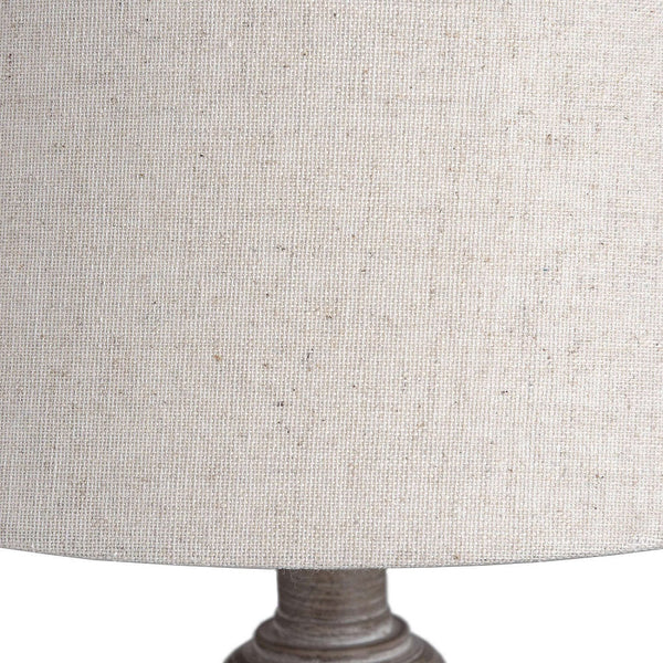 Grey Washed Wood Vintage Rustic Table Lamp Linen Fabric Shade 53cm ...