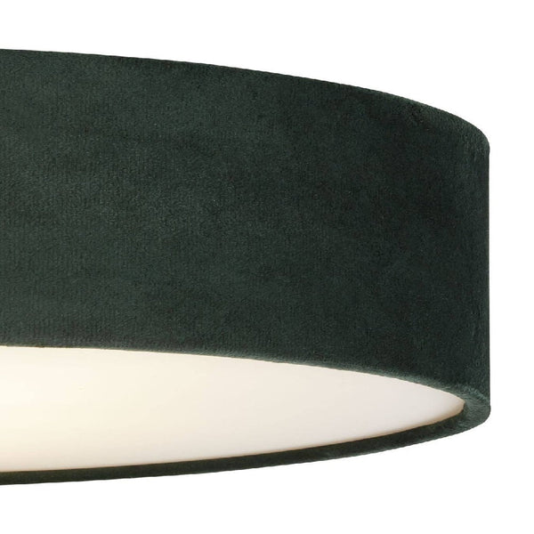 Green Velvet & Opal Diffuser Vintage Round Flush Drum Light 50cm ...