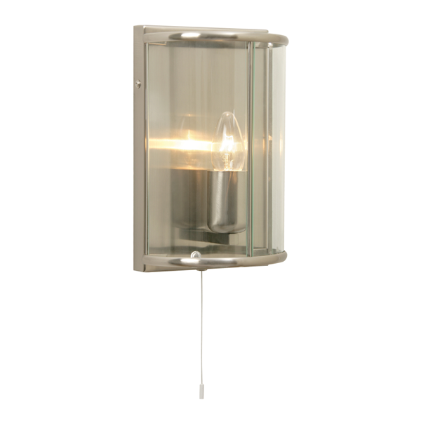 Antique Chrome & Glass Panel Vintage Switched Flush Lantern Wall Light ...