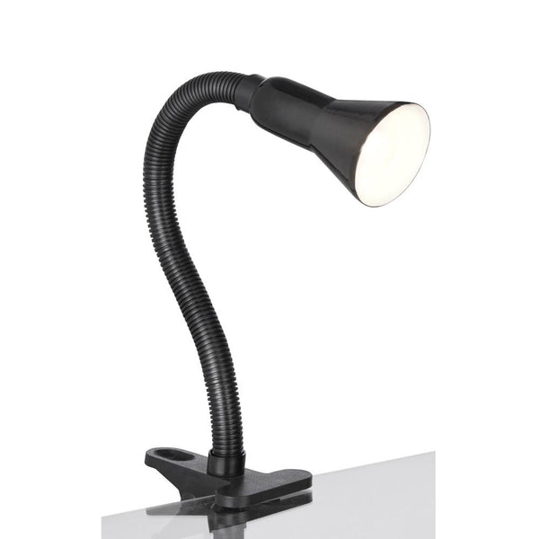 Black Modern Clip On Flexible Stem Switched Task Table Lamp 30cm ...