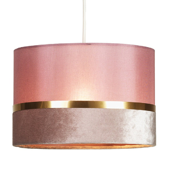 Britalia BR452/12 PI Pink Velvet & Fabric Drum Pendant Shade with Gold ...