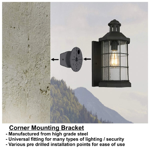 Black Steel Corner Mounting Universal Bracket for Outdoor Lighting ...