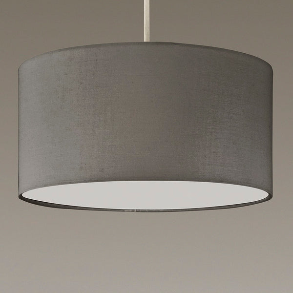 Britalia Grey Cotton Modern Easy Fit Round Drum Pendant Shade with Dif ...