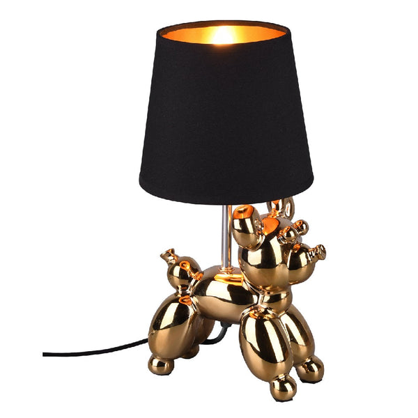 Britalia Gold Ceramic Balloon Dog Black Shade Table Lamp 33cm ...