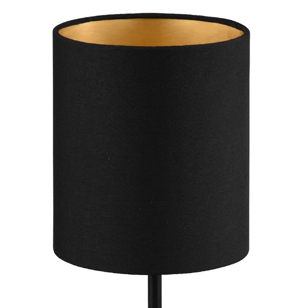 Britalia Matt Black Modern Stem Table Lamp with Drum Shade 28cm ...