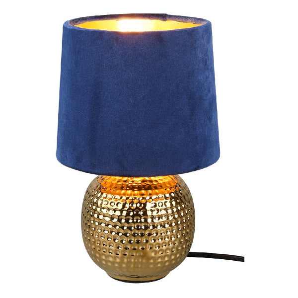 Britalia Gold Ceramic Hammered Table Lamp Blue Velvet Shade – Discount ...